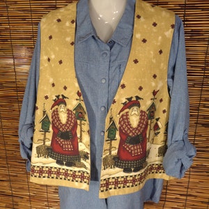 Santa Christmas Holiday Vest / Tan Women's Vest / Size XL / Novelty ...