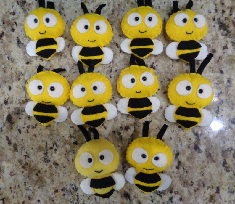 Felt Bumble Bee Puffy Stuffed Bees Party Favor, Bowl Filler, Tiered ...