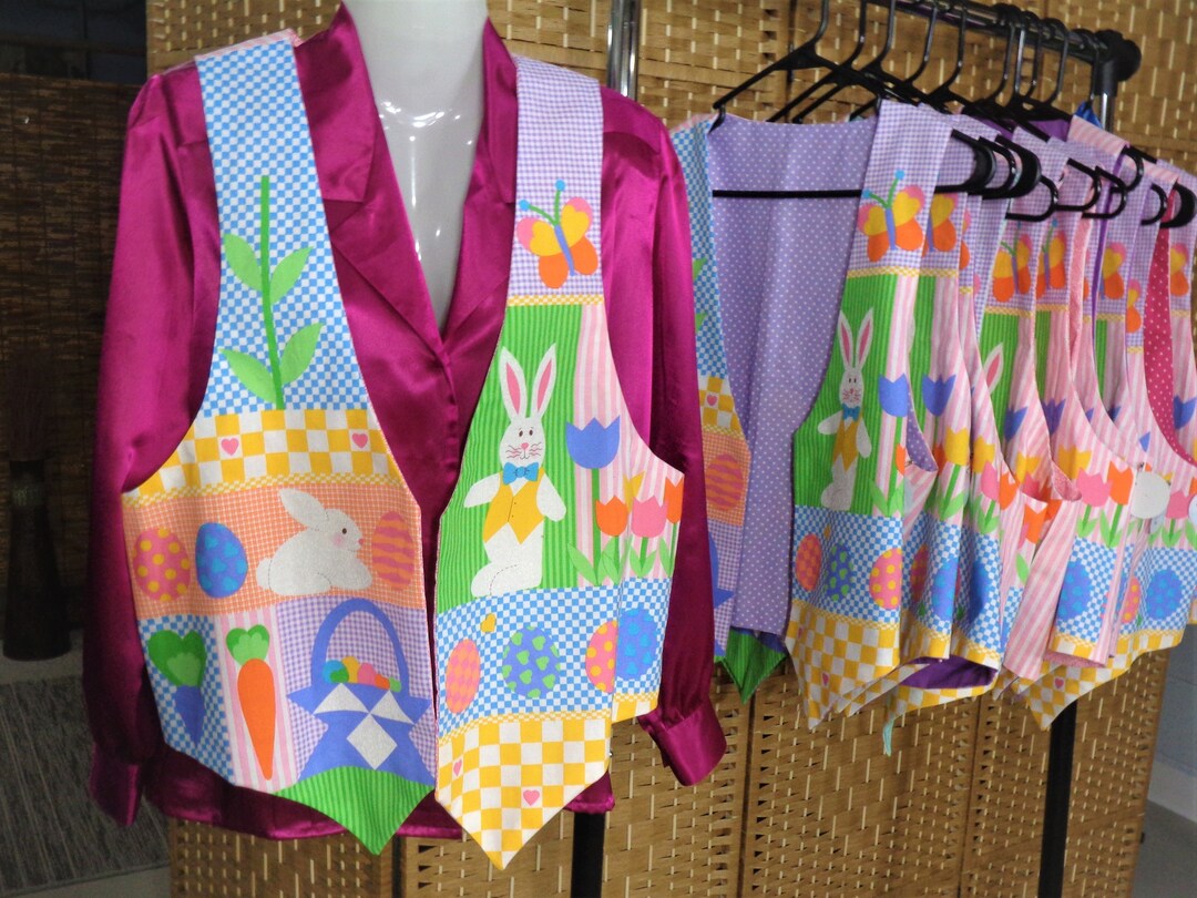 Colorful Spring Vest / Ready to Wear Bunny Vest / Holiday Ladies Vest ...