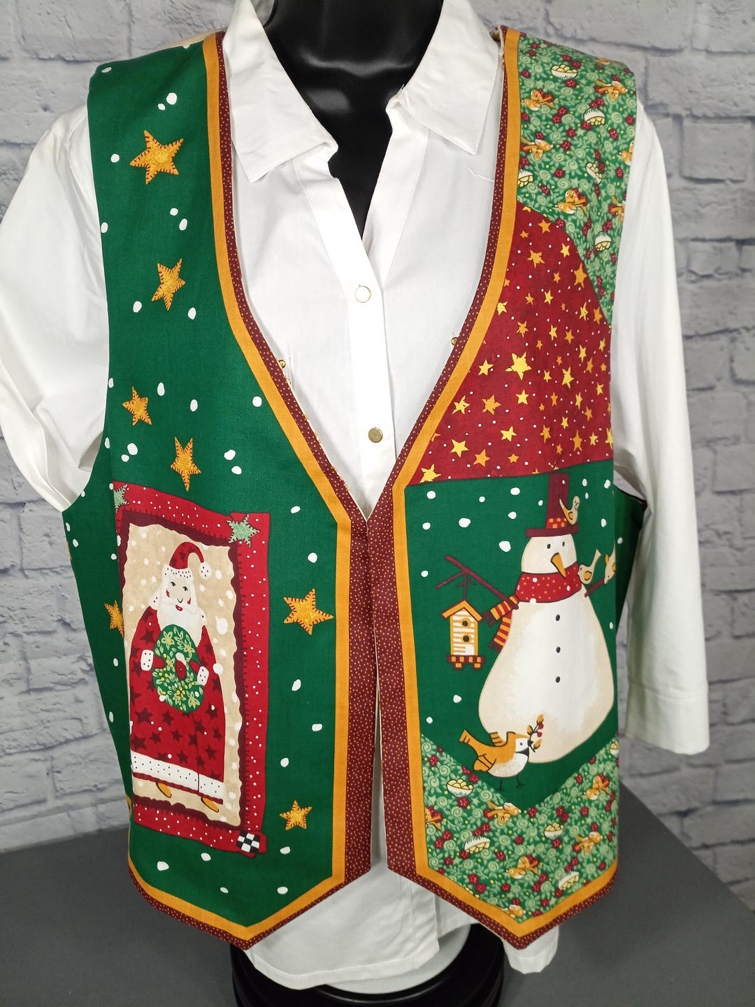 New Christmas Vest Handmade Santa & Snowman Holiday Top, Size 2X - Etsy