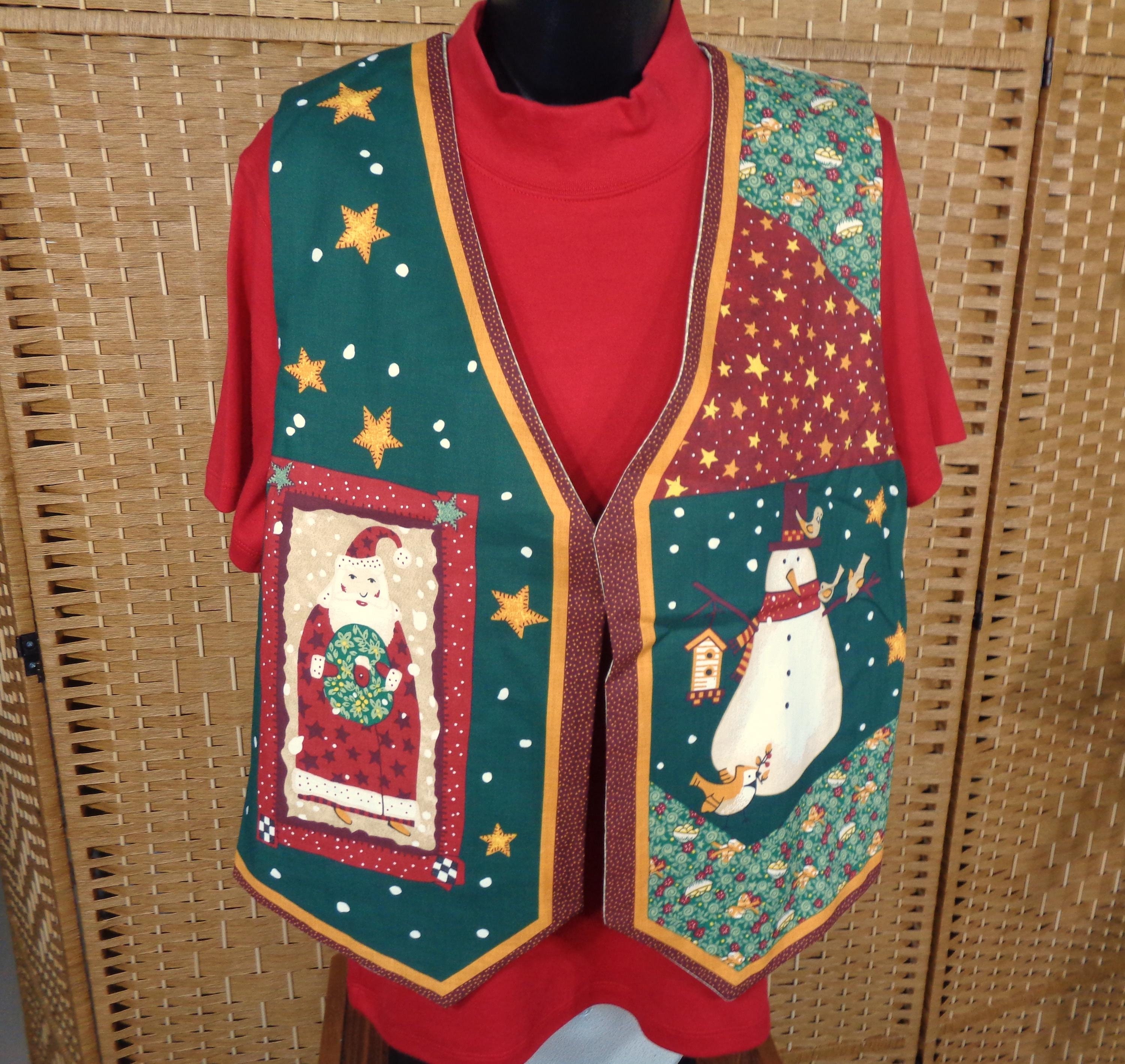 New Christmas Vest Handmade Santa & Snowman Holiday Top, Size 2X - Etsy