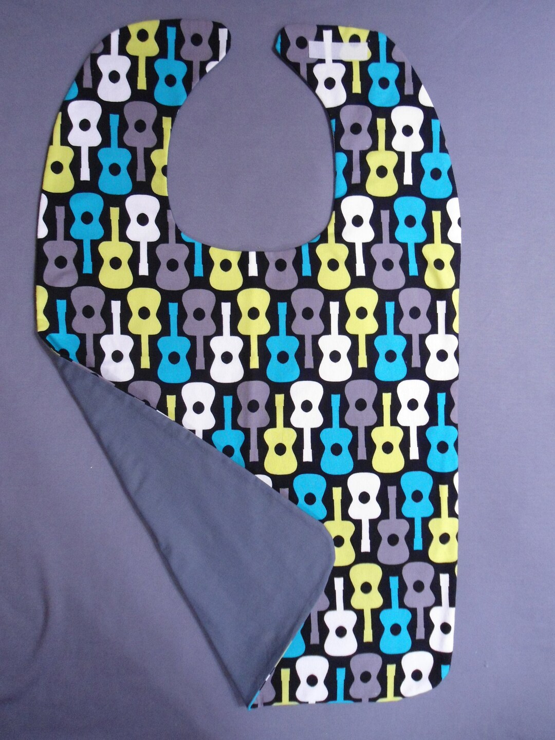 Guitar Theme Adult Bib, Bibs for Sloppy Messy Eaters, Adult Bib, Music ...