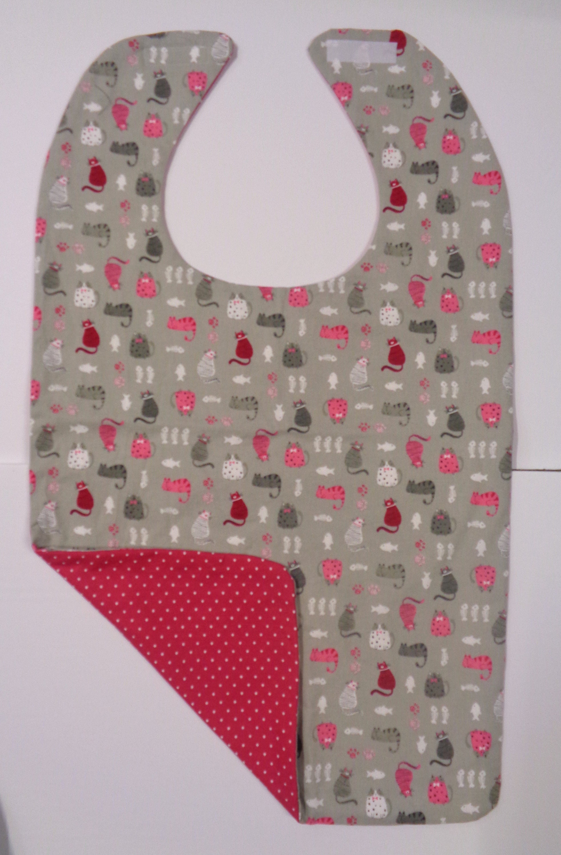 Pink Cats Theme Bib, Sloppy Messy Eaters Bibs, Adult Cat Bib ...