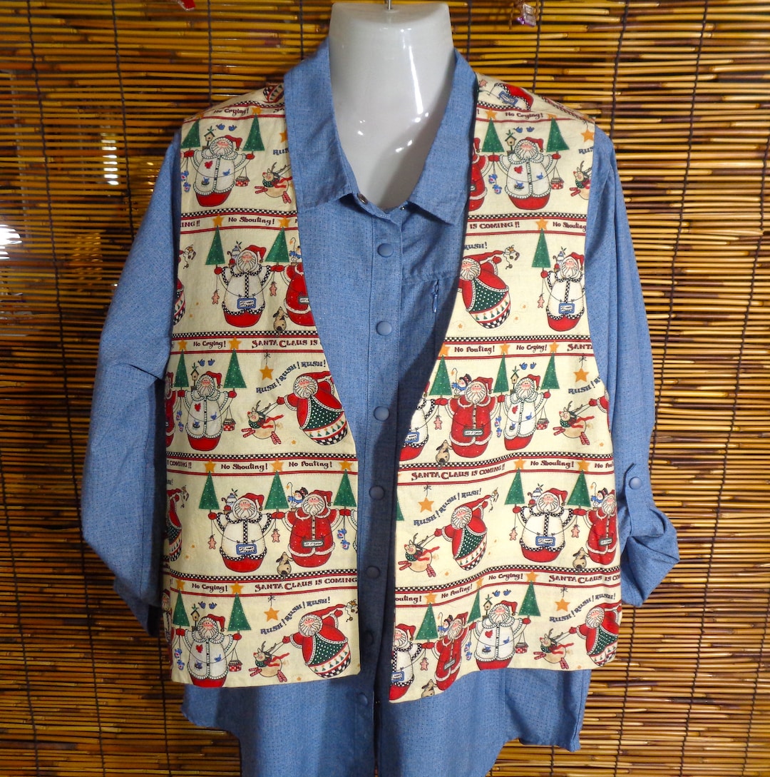 Santa Claus is Coming to Town Vest / Women's Christmas Vest / Size XL ...