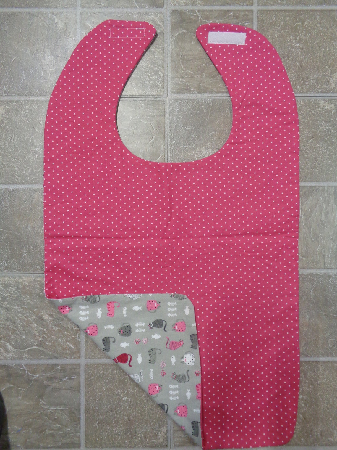 Pink Cats Theme Bib, Sloppy Messy Eaters Bibs, Adult Cat Bib ...