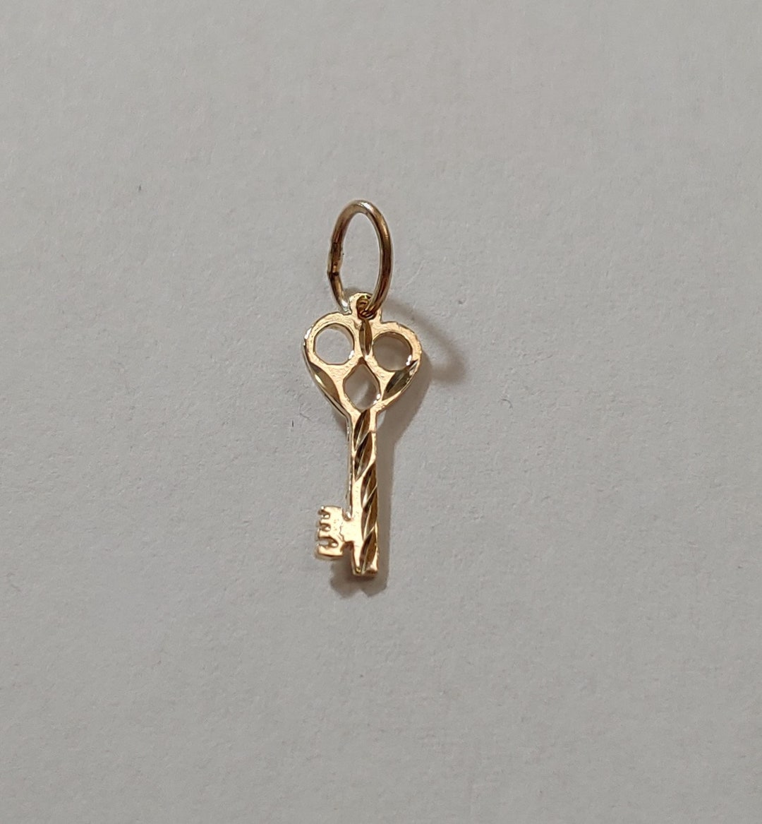 New 14k Yellow Gold Key #3 Charm Pendant - Etsy