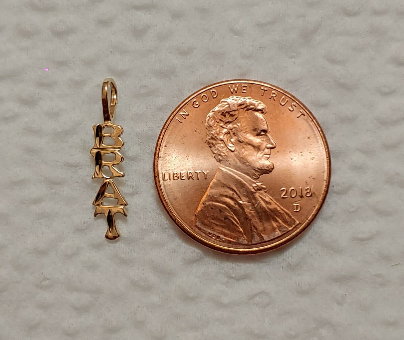 New 14k Yellow Gold Brat Charm Pendant - Etsy UK