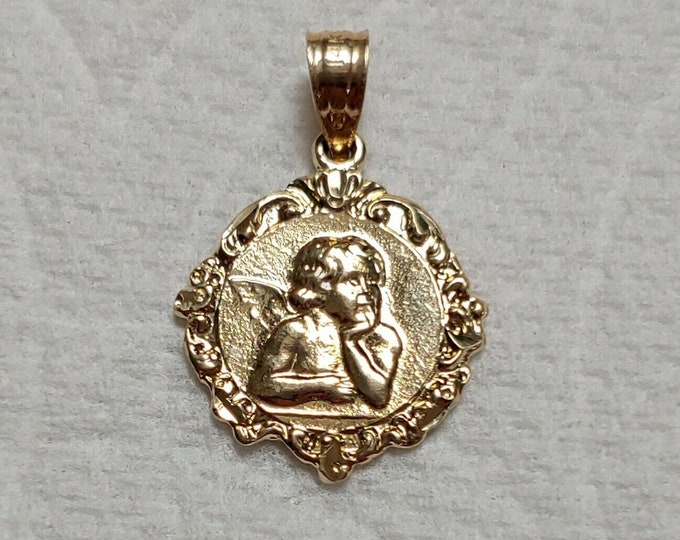 New 14k Gold Tiny Angel Cherub Charm Pendant - Etsy
