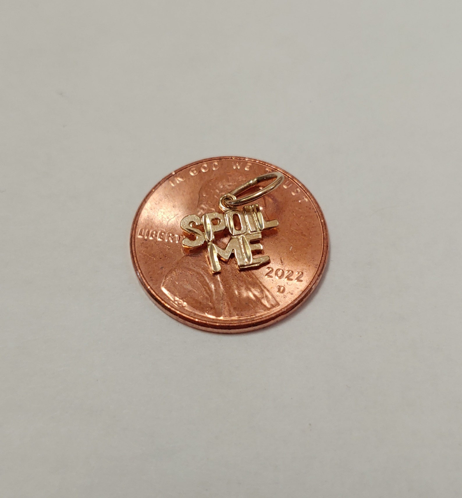 New 14k Yellow Gold Tiny Spoil Me Charm Pendant - Etsy