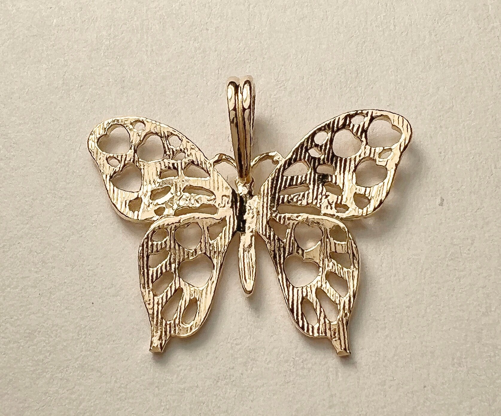 New 14k Yellow Gold Detailed Butterfly #2 Charm Pendant - Etsy