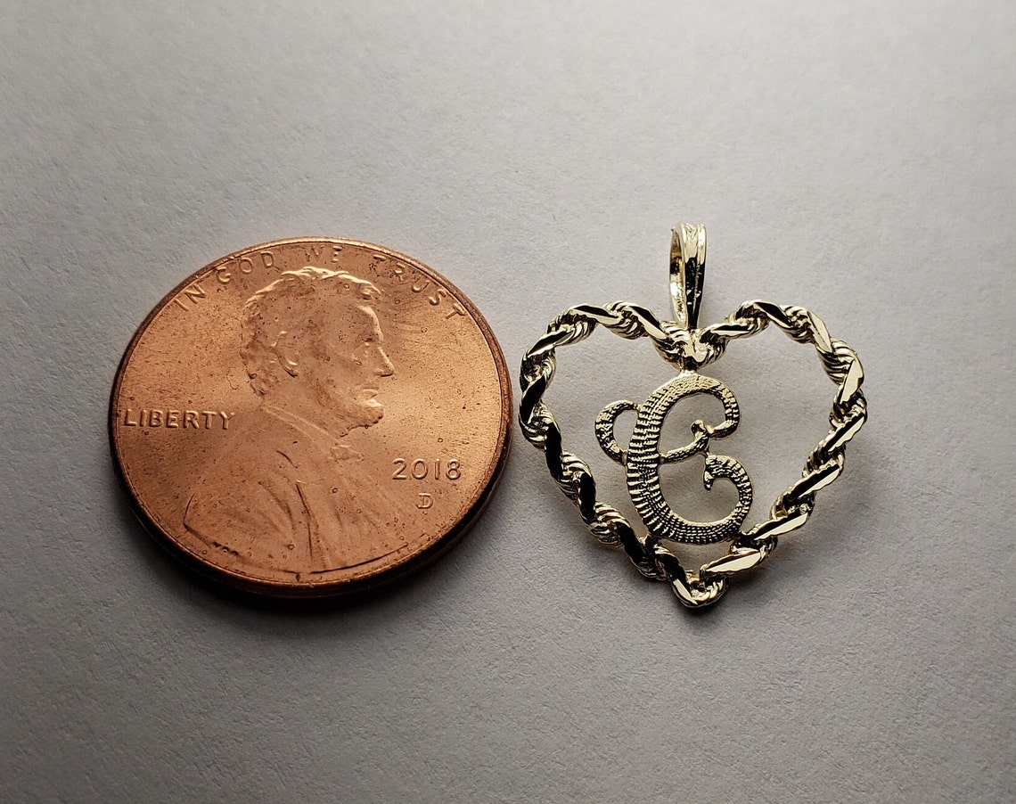 New 14k Yellow Gold Alphabet Cursive C Charm Pendant - Etsy