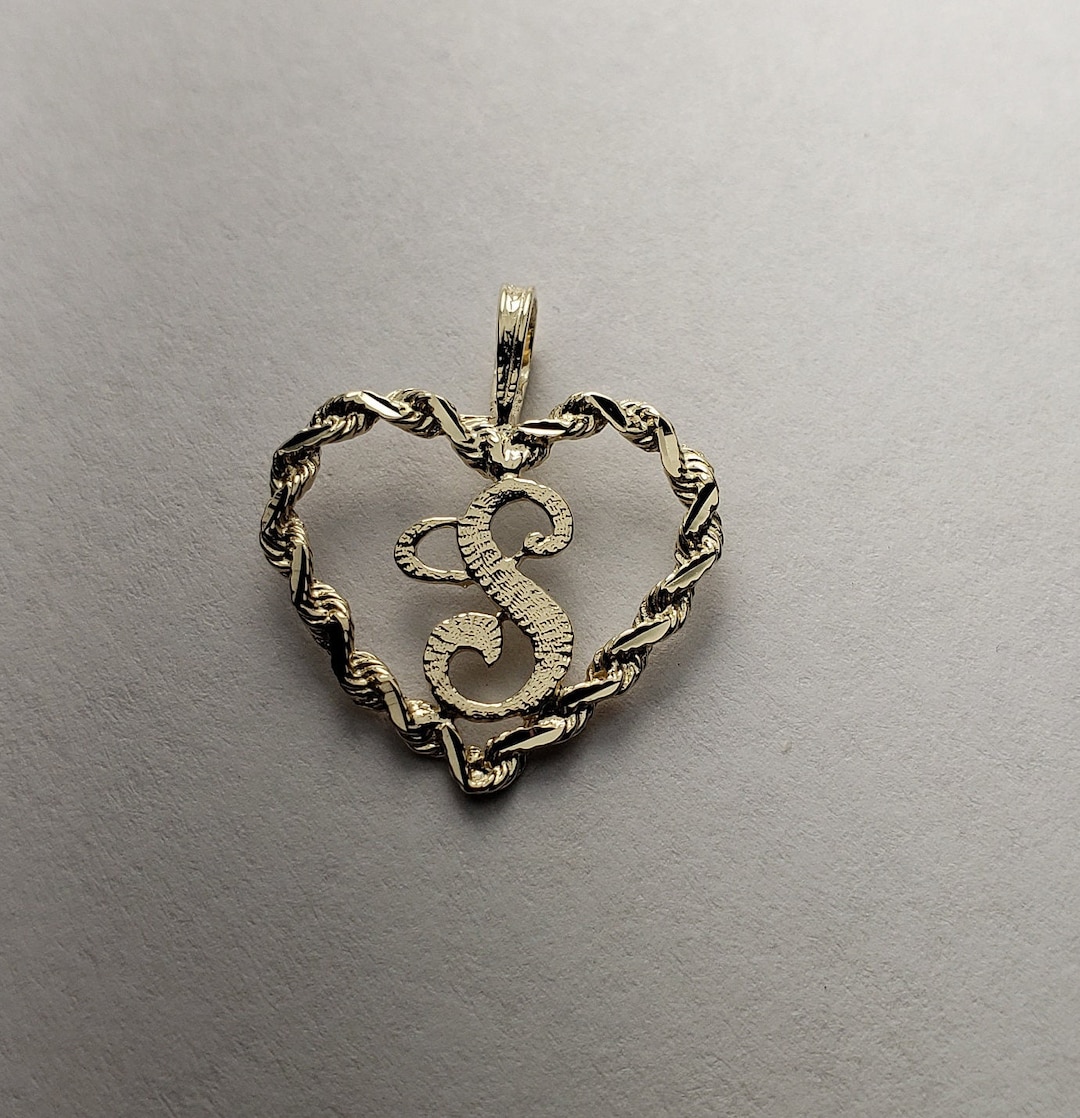 New 14k Yellow Gold Alphabet Cursive S Charm Pendant - Etsy