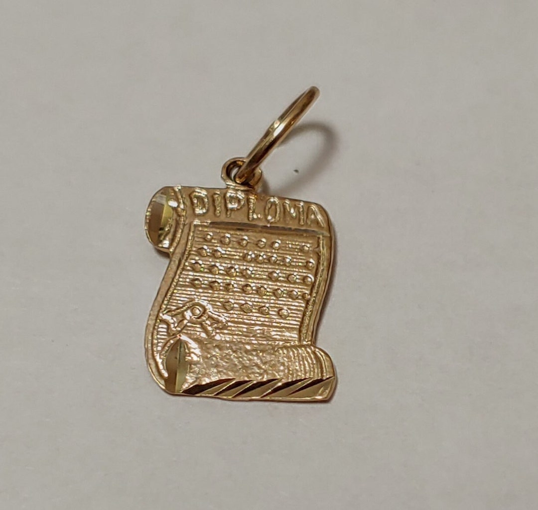 New 14k Yellow Gold Graduation Certificate Diploma Charm Pendant - Etsy