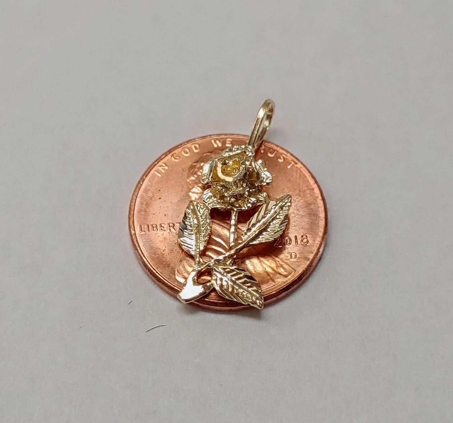New 14k Yellow Gold Rose Flower Charm Pendant - Etsy
