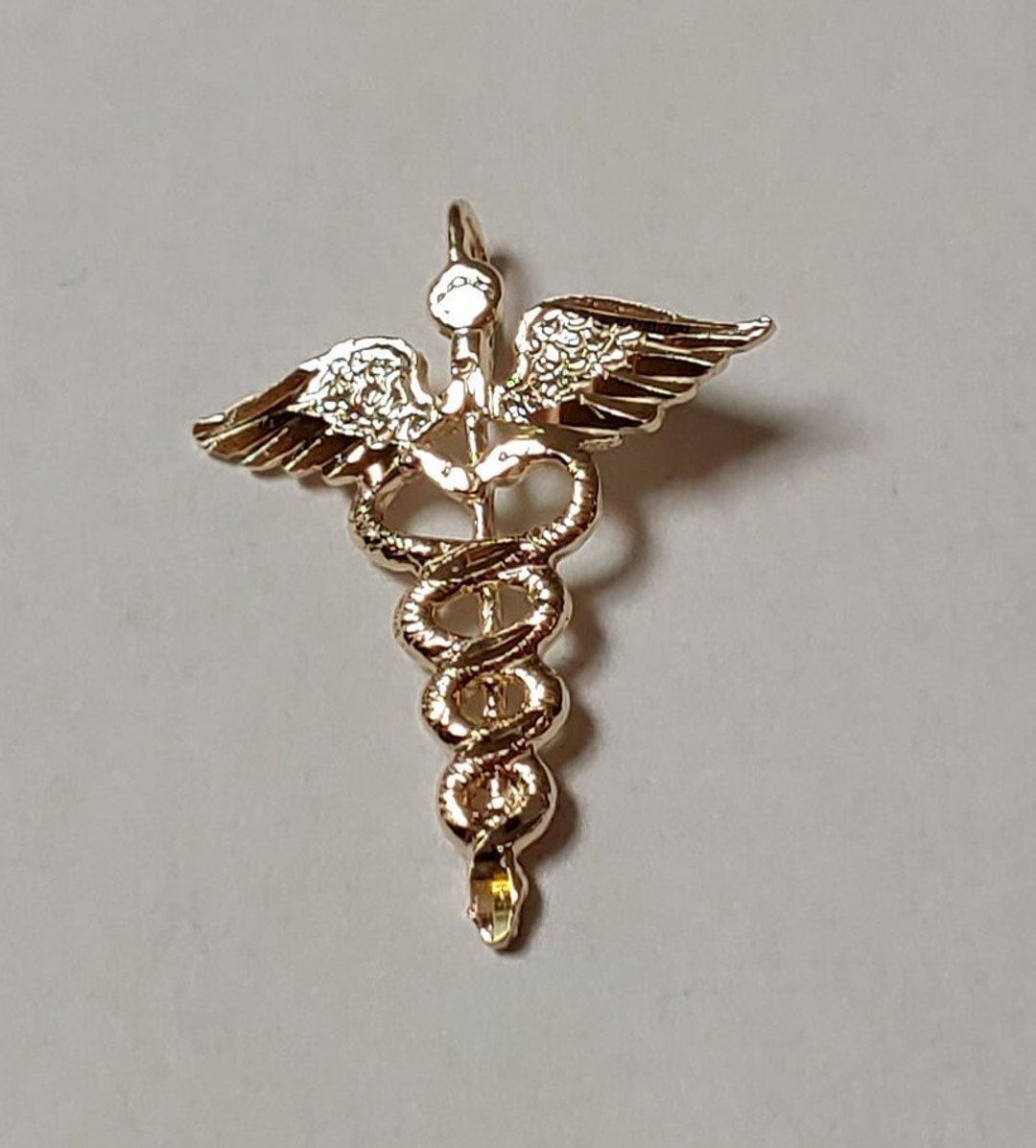 New 14k Yellow Gold Medical Caduceus Charm Pendant - Etsy