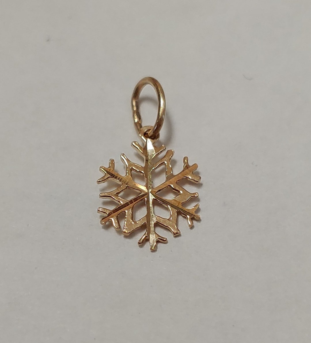 New 14k Yellow Gold Winter Snow Flake Charm Pendant - Etsy