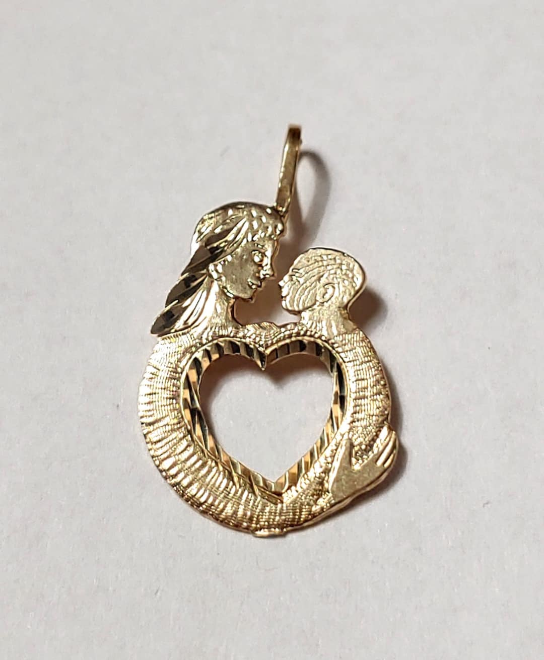 New 14k Gold Mother and Son Charm Pendant - Etsy