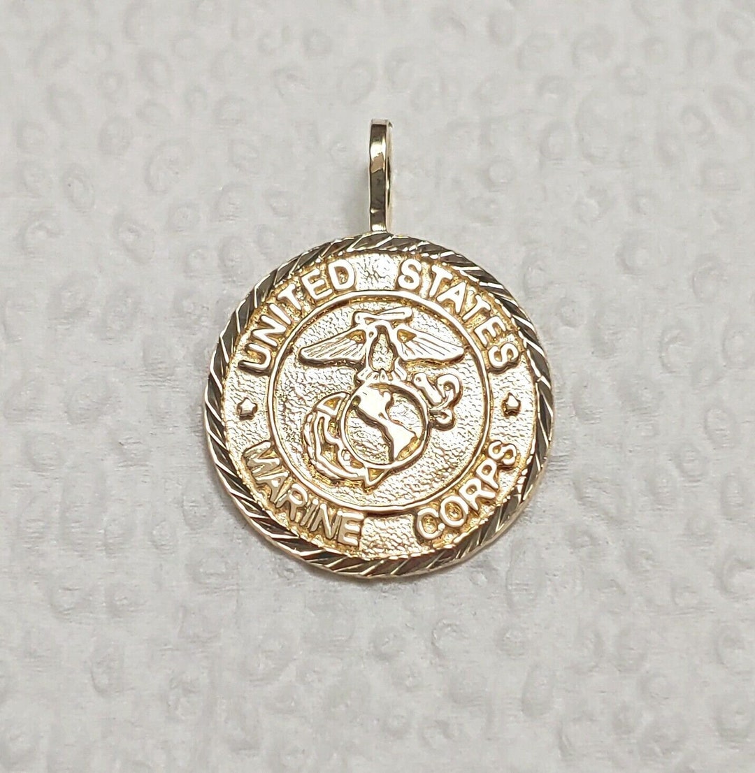 New 14k Gold USMC United States Marine Corps Charm Pendant - Etsy