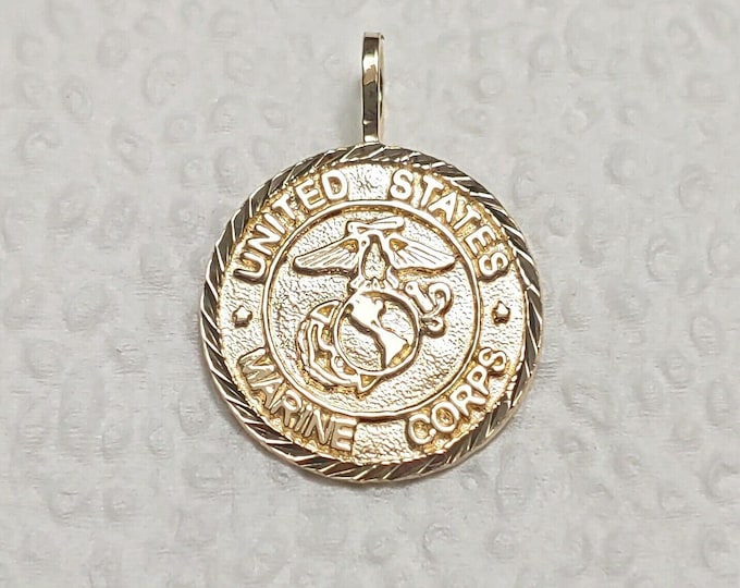New 14k Gold USMC United States Marine Corps Charm Pendant - Etsy