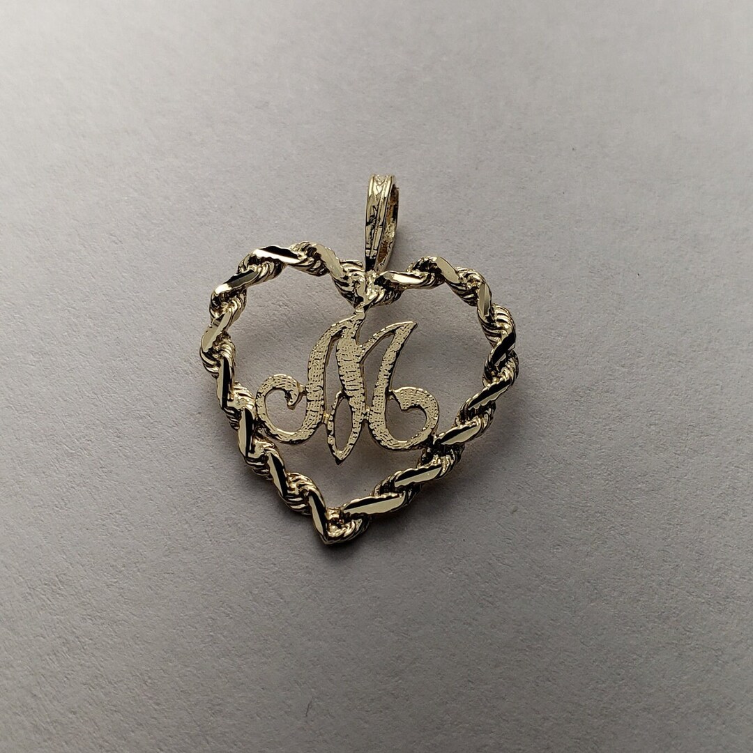 New 14k Yellow Gold Alphabet Cursive M Charm Pendant - Etsy