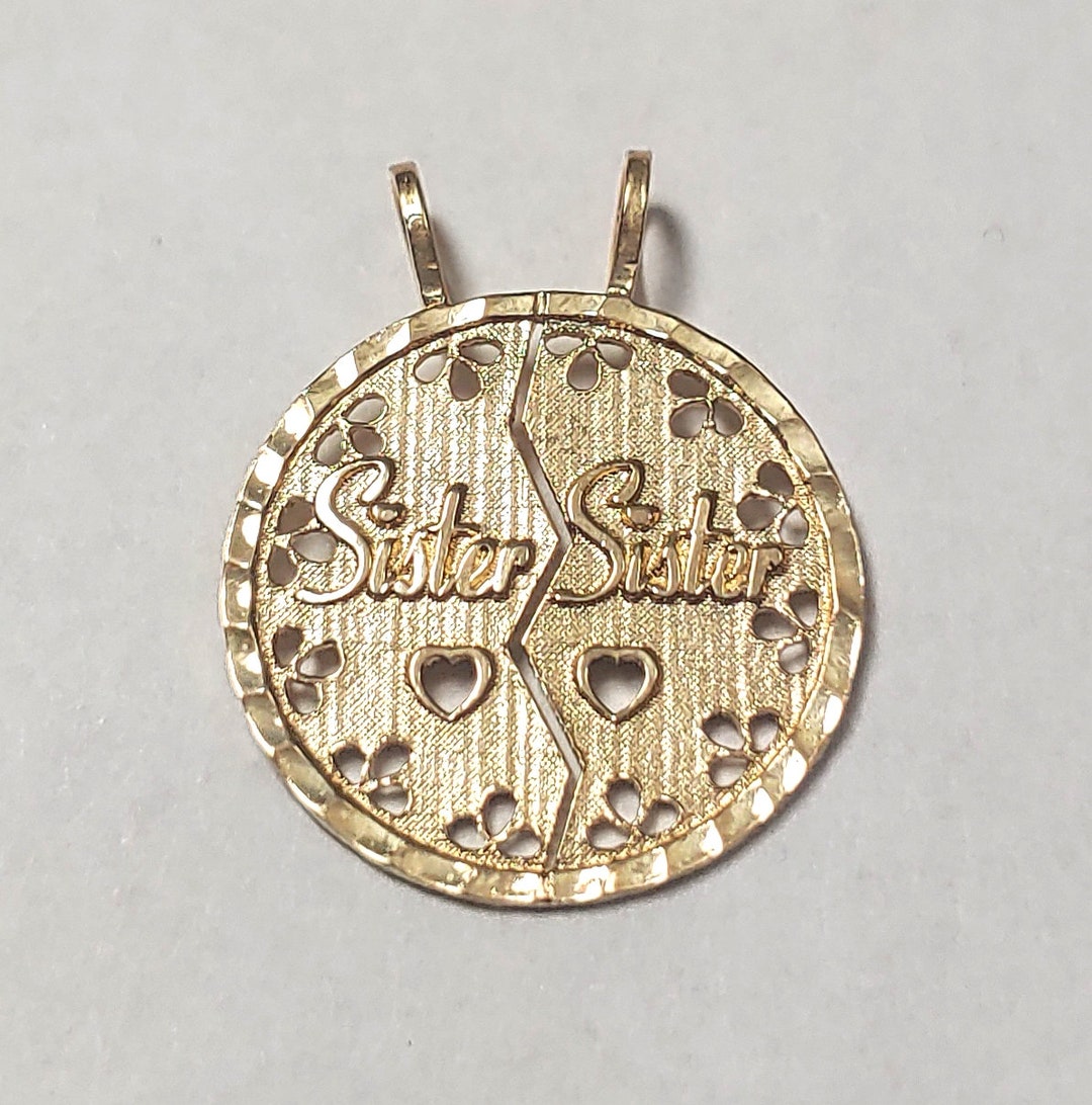 New 14k Gold Breakable Sister Sister Charm Pendant - Etsy