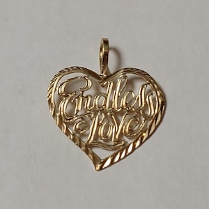 New 14k Gold Endless Love Heart Charm Pendant - Etsy