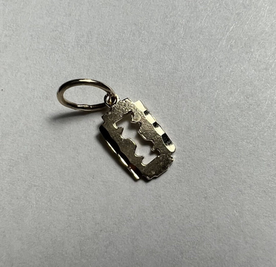New 14k Yellow Gold Old Razor Blade Charm Pendant - Etsy