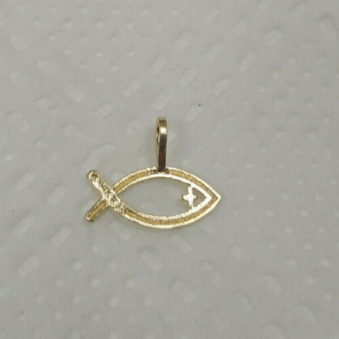New 14k Gold Ichthys Religious Fish Pendant - Etsy