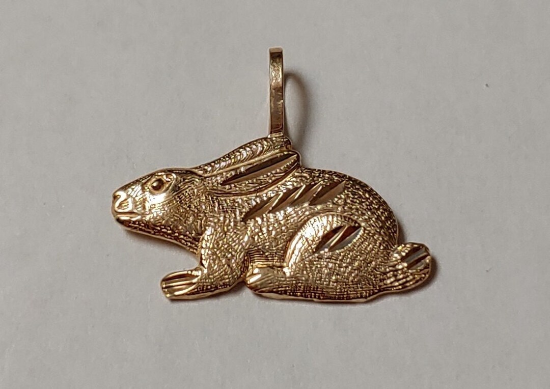New 14k Gold Rabbit Bunny Easter Charm Pendant - Etsy