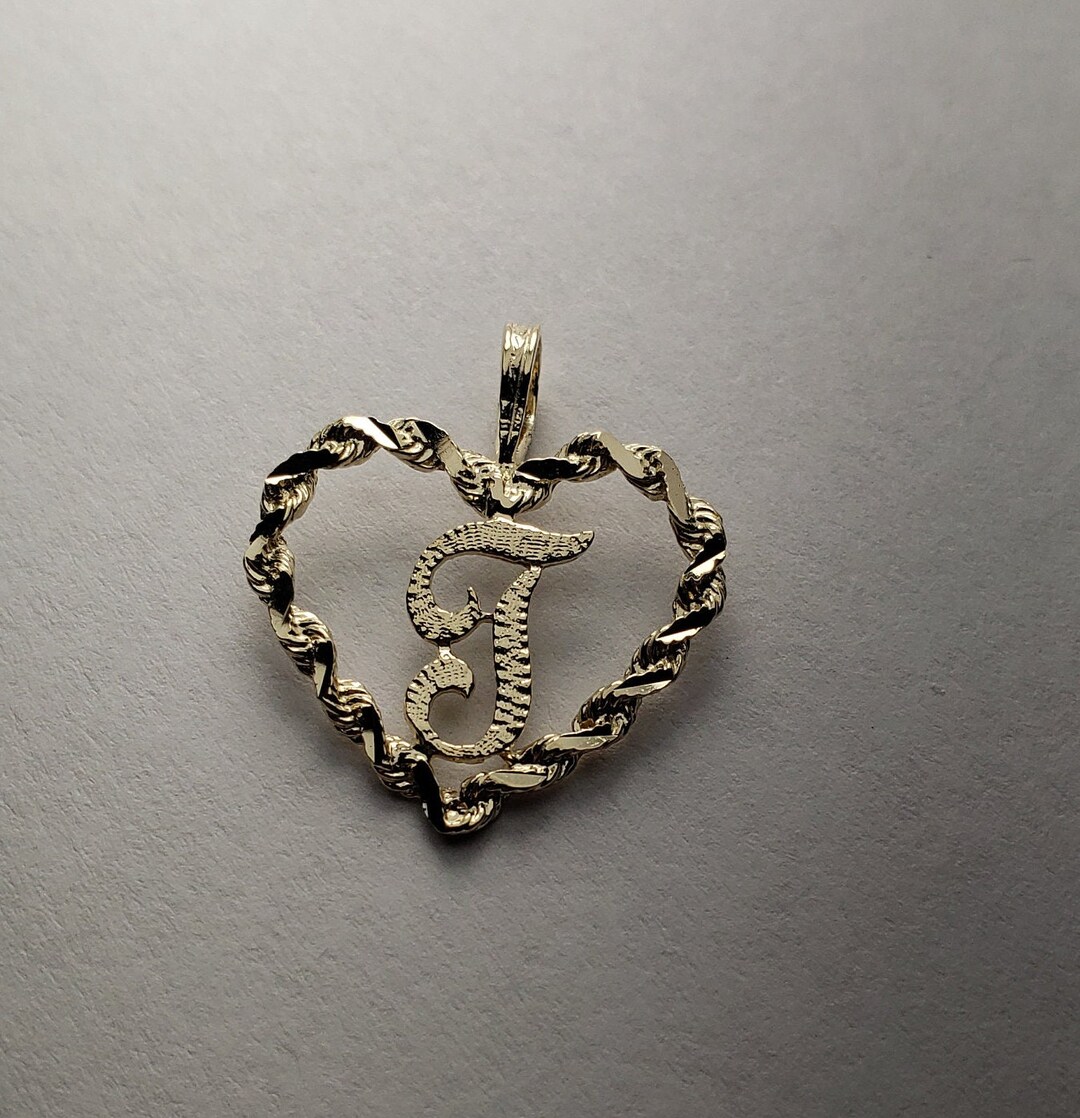 New 14k Yellow Gold Alphabet Cursive F Charm Pendant - Etsy
