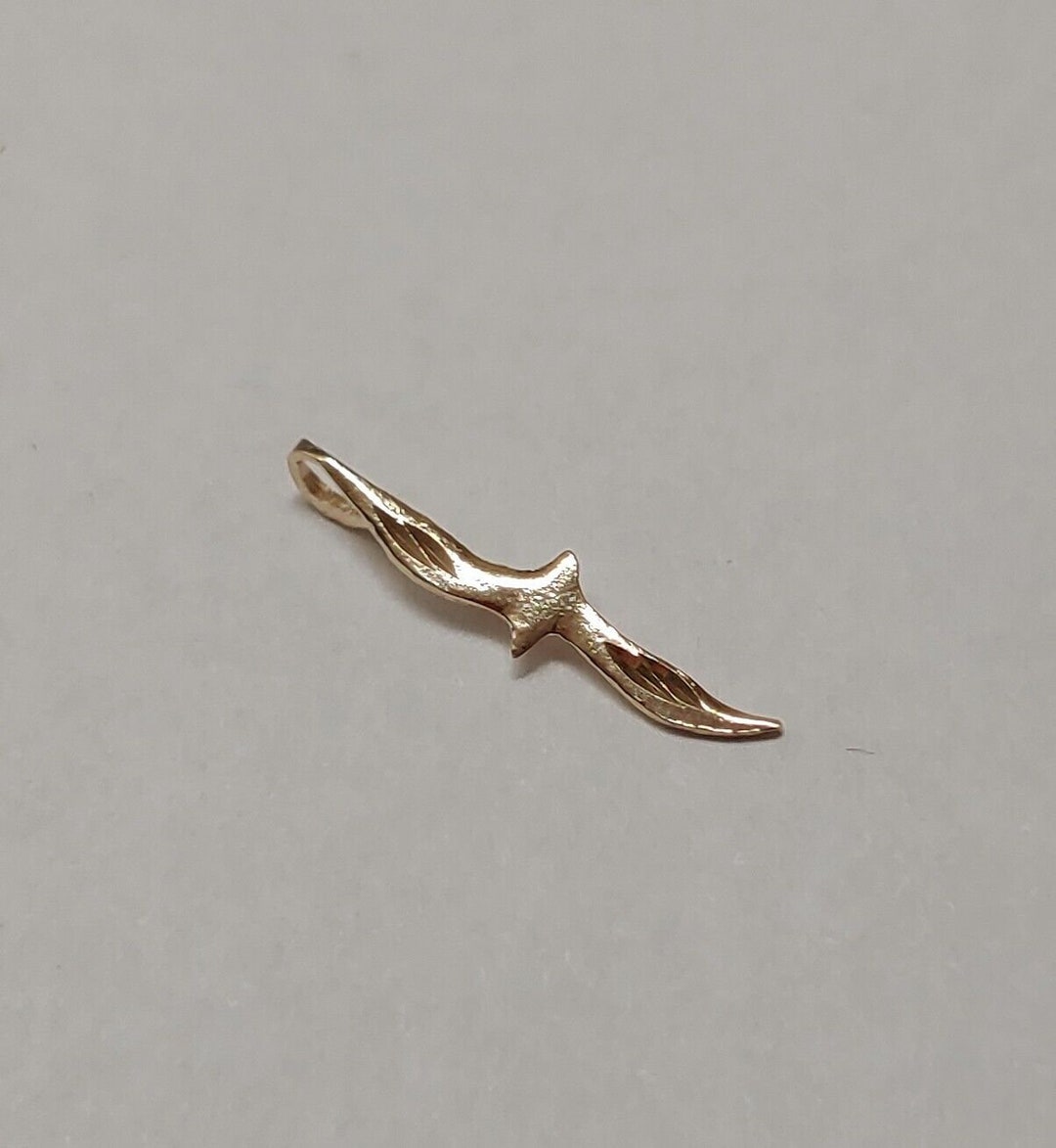 New 14k Yellow Gold Flying Bird Charm Pendant - Etsy