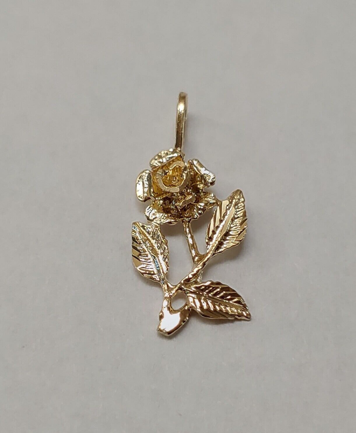 New 14k Yellow Gold Rose Flower Charm Pendant - Etsy