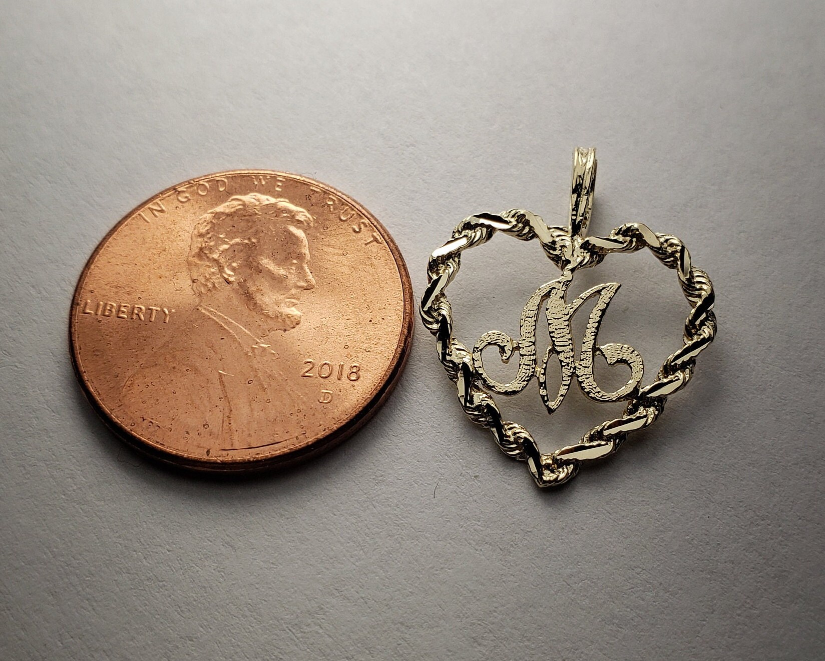 New 14k Yellow Gold Alphabet Cursive M Charm Pendant - Etsy