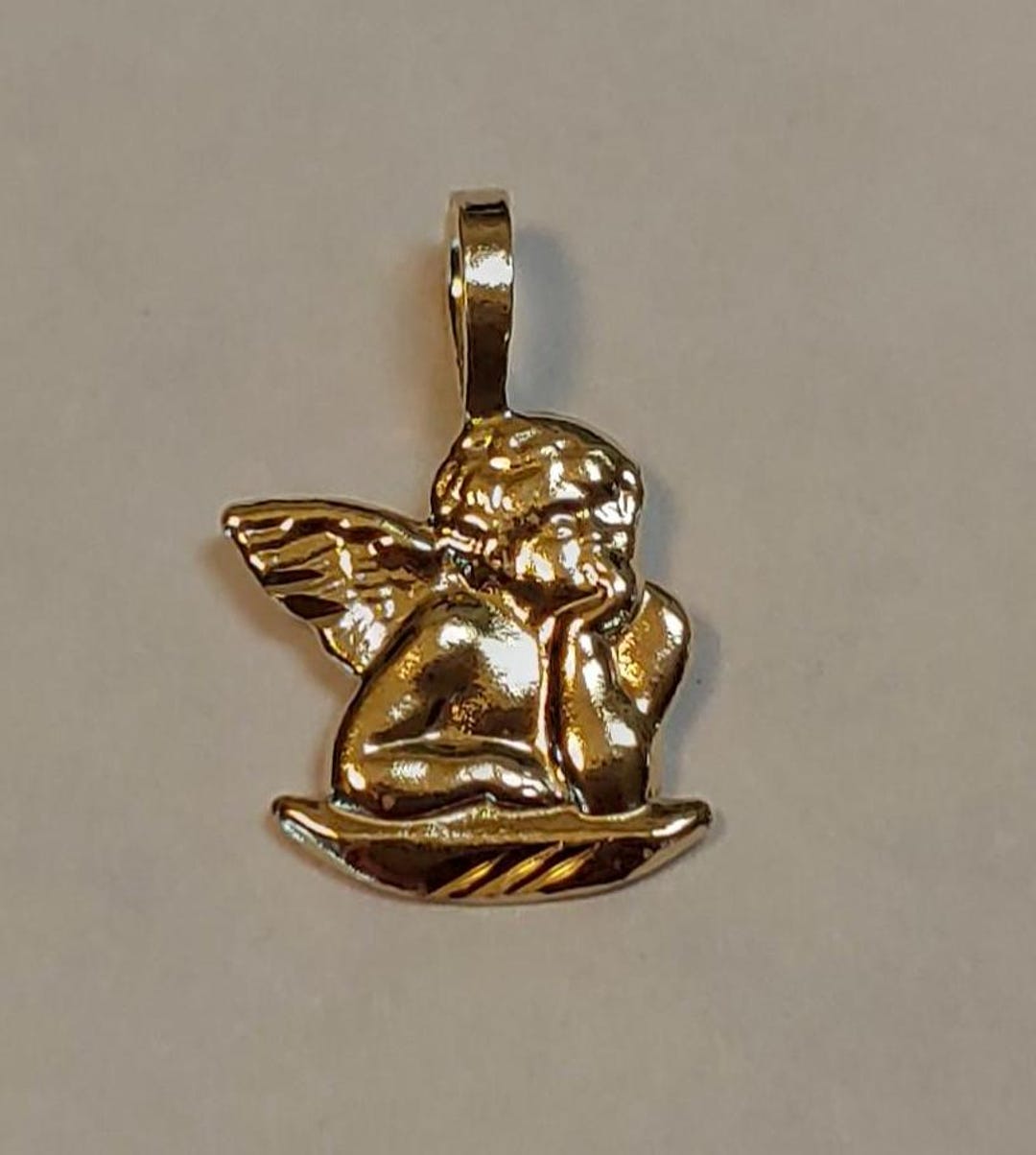 New 14k Yellow Gold Small Angel Cherub Charm Pendant - Etsy