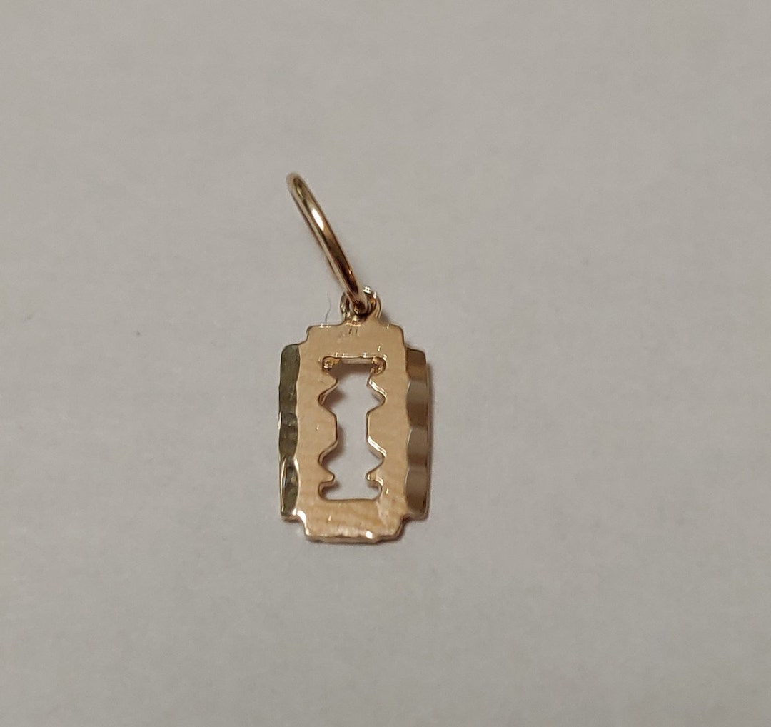 New 14k Yellow Gold Old Razor Blade Charm Pendant - Etsy