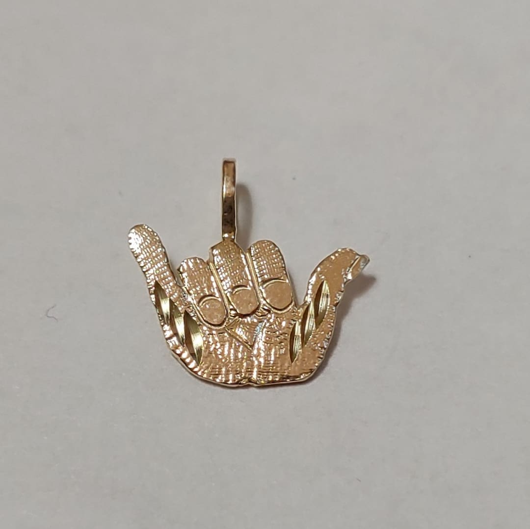 New 14k Yellow Gold Shaka Hang Loose Charm Pendant - Etsy