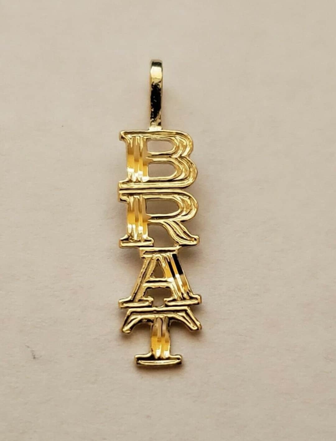 New 14k Yellow Gold Big Brat Charm Pendant - Etsy