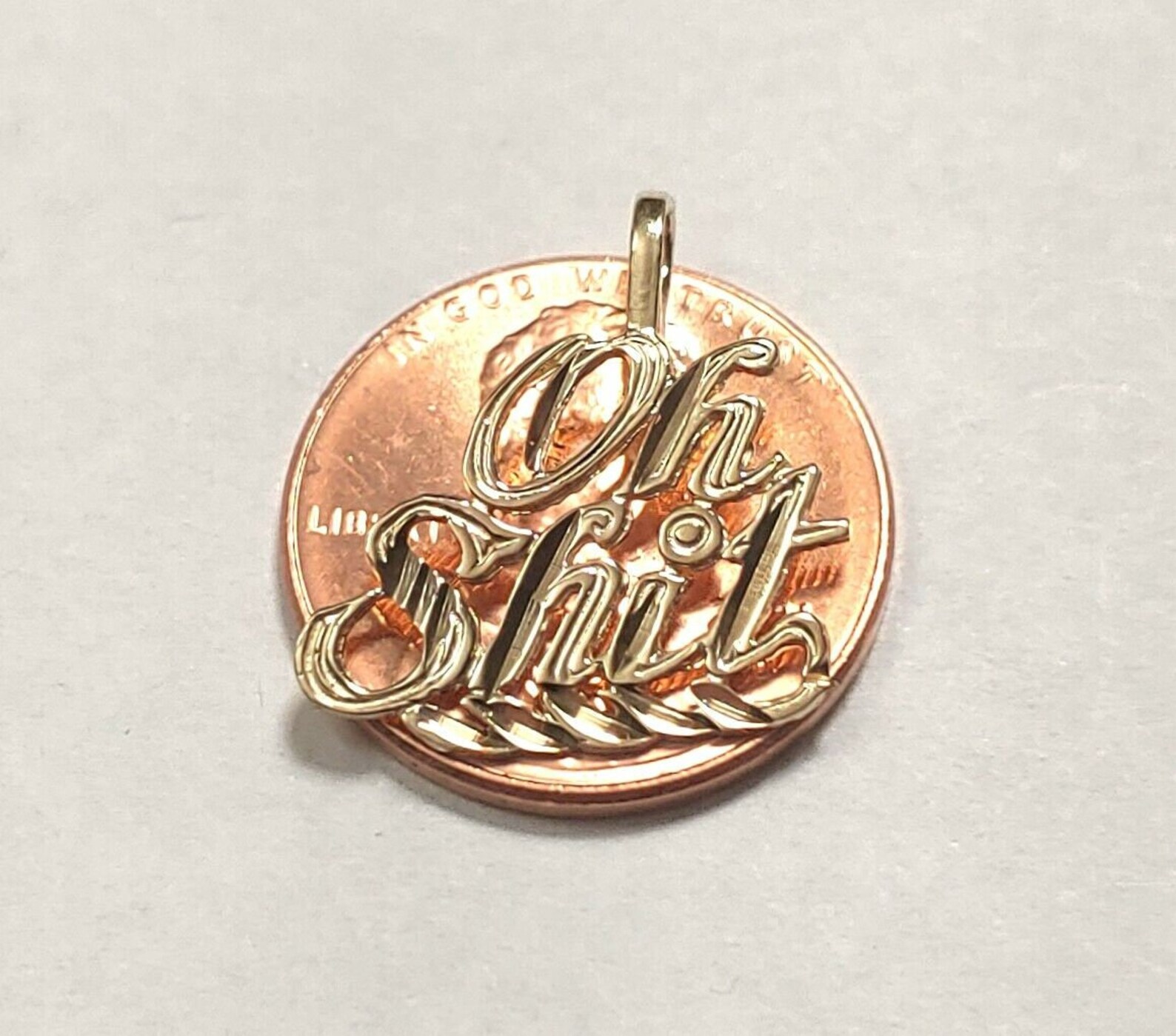 New 14k Yellow Gold Oh Sh*t! Charm Pendant - Etsy