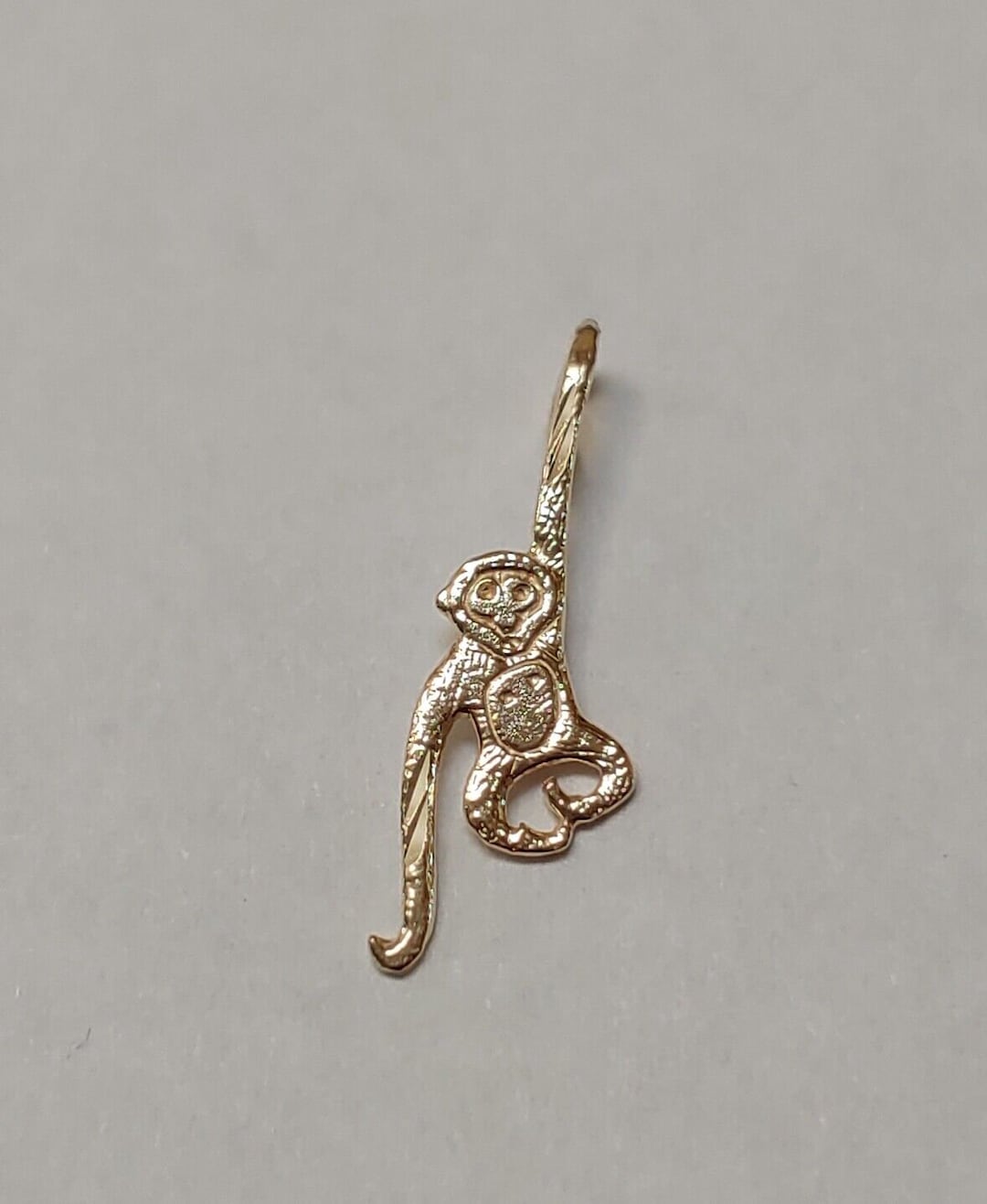 New 14k Yellow Gold Hanging Monkey Charm Pendant - Etsy