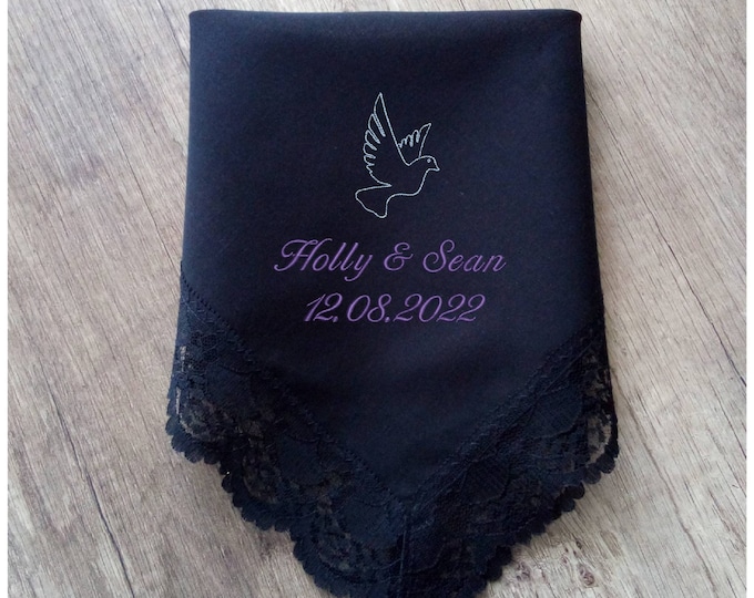 Vintage Black, Blue, Eyelet Floral Handkerchiefs, Elegant Vintage Decor ...