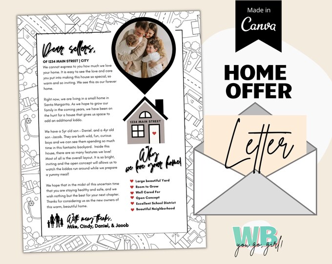 INSTANT DOWNLOAD Home Offer Letter Template Home Buying Buying a New ...