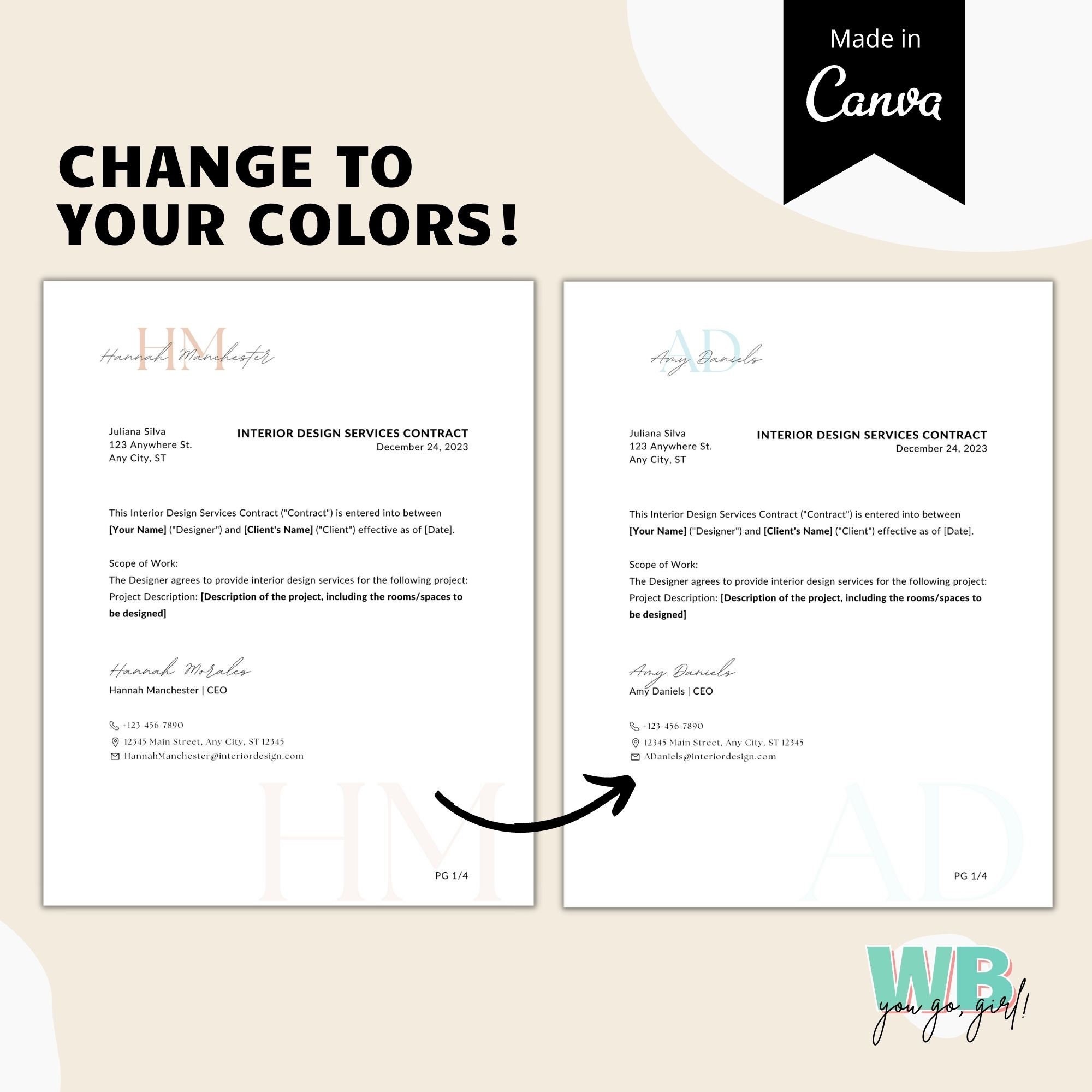 Interior Design Project Contract, Attorney-written Editable Instant ...