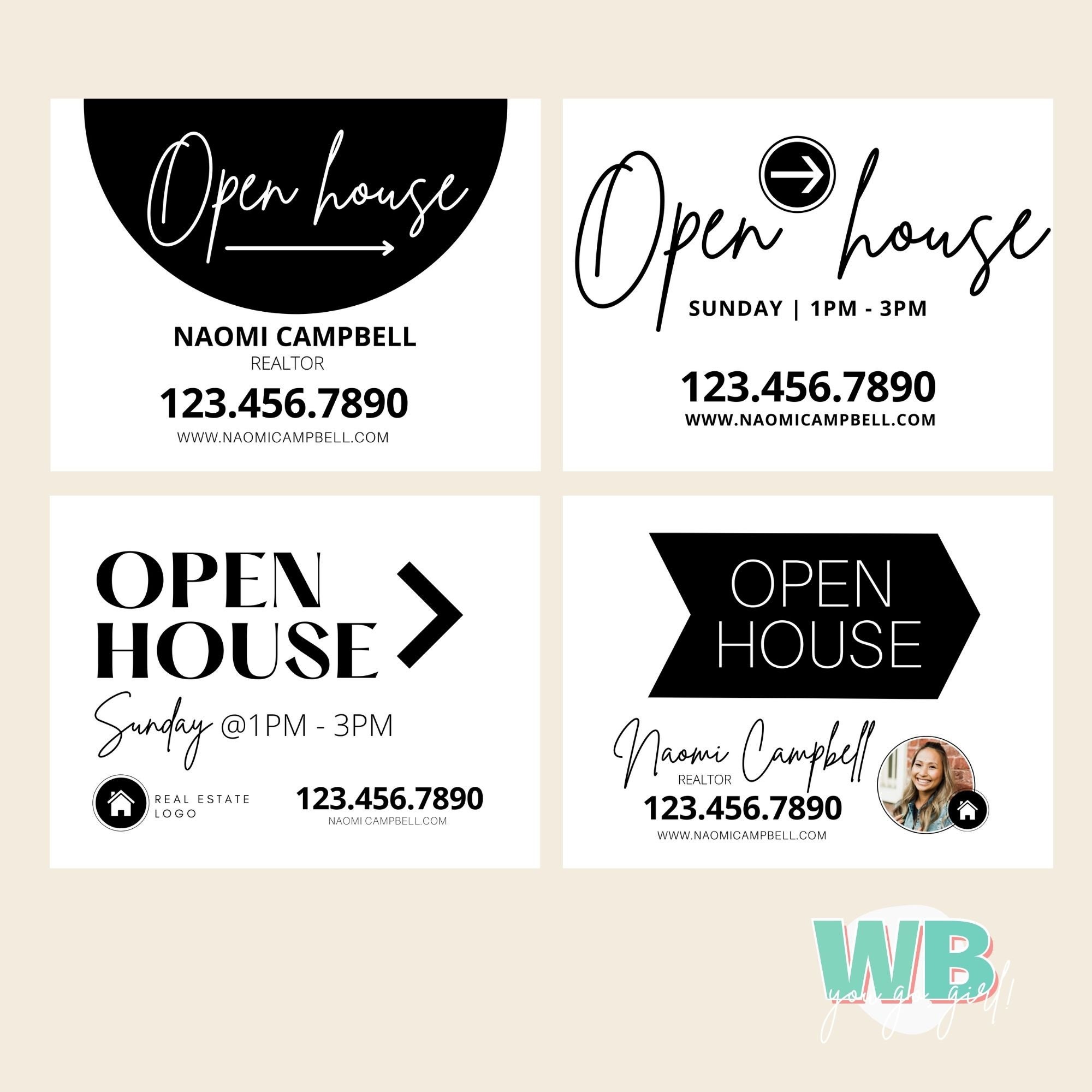 Open House Yard Sign Bundle, Real Estate Sign Template, Agent Open ...