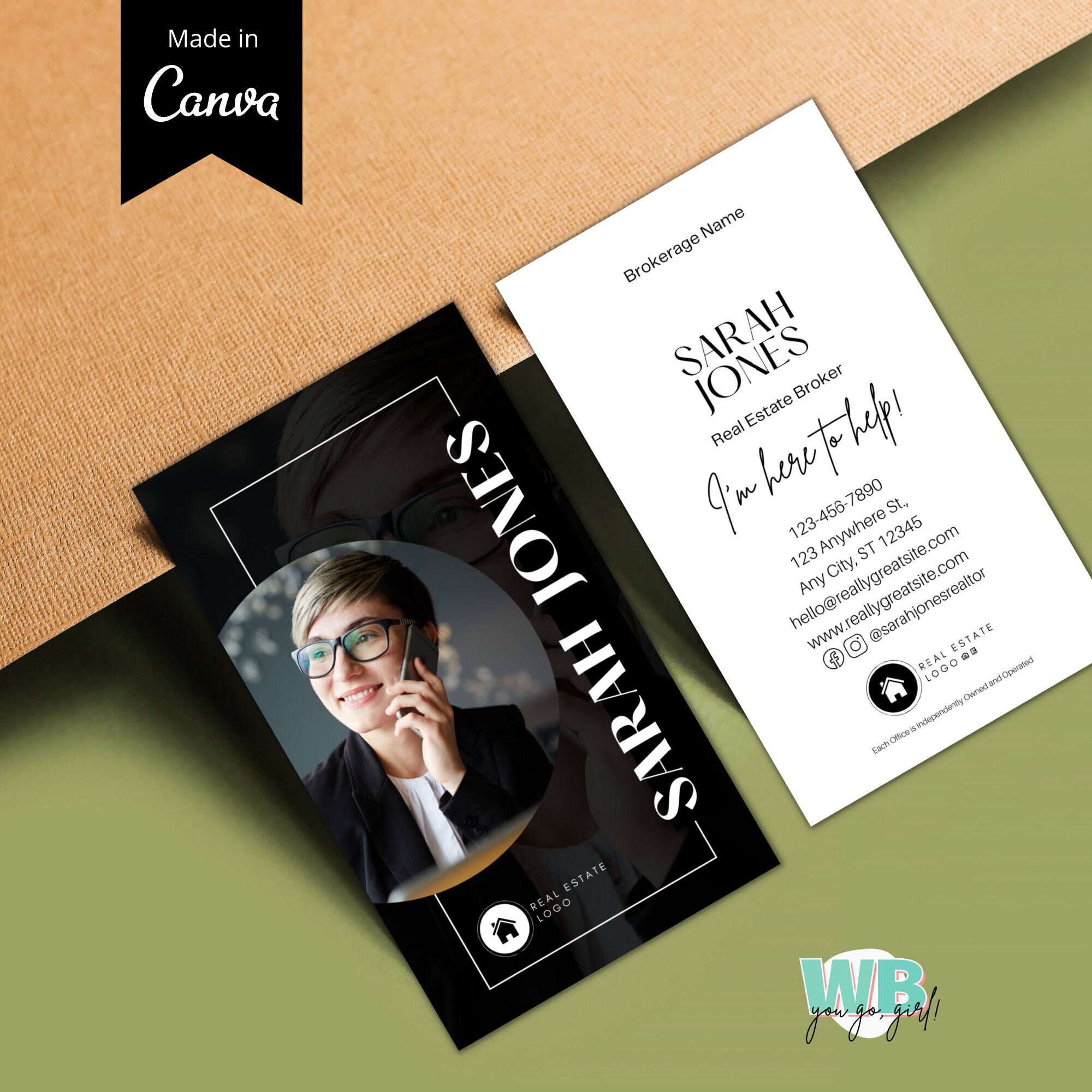 Real Estate Business Card Template Editable Realtor Business - Etsy