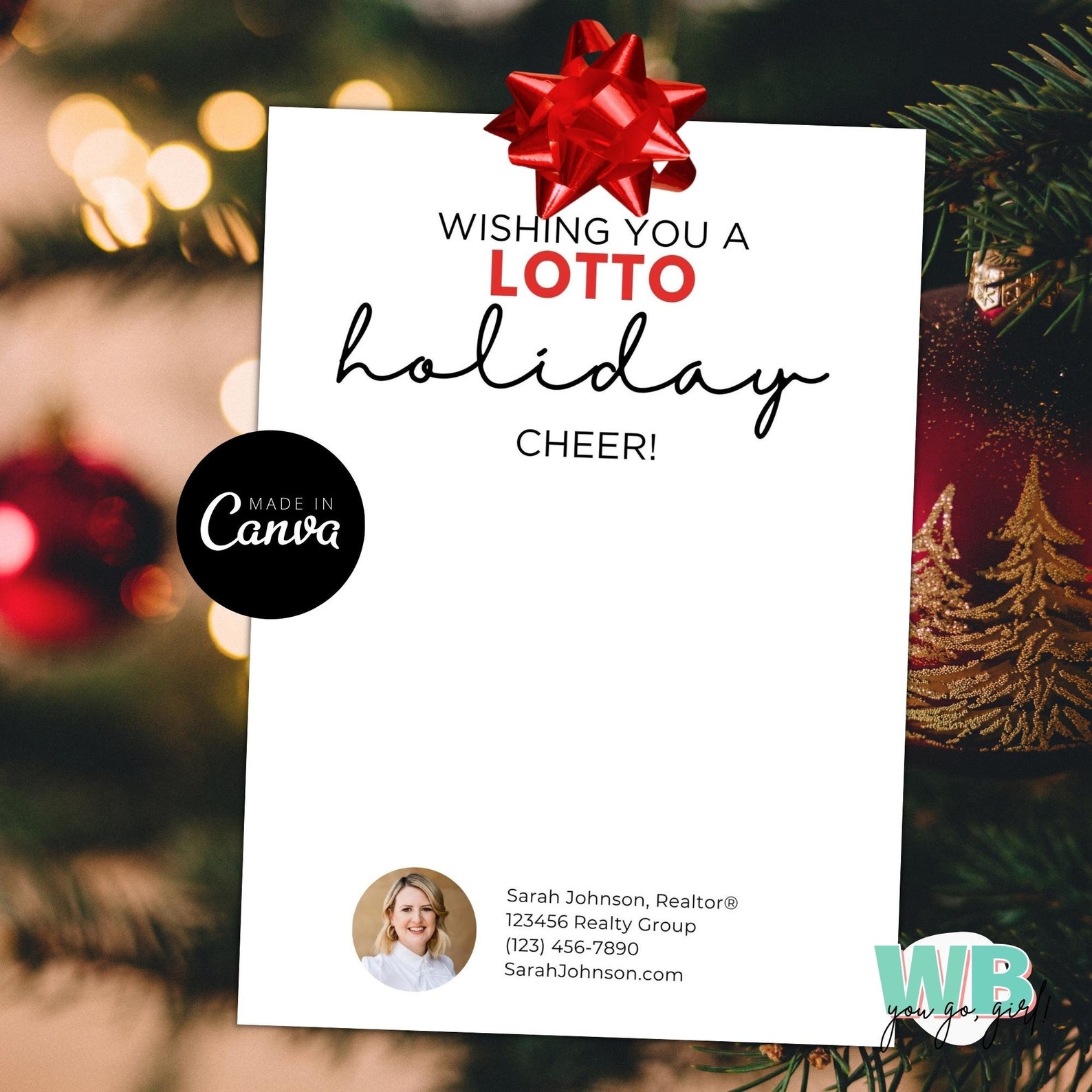 Holiday Lottery Ticket Card Template, Printable Holiday Gift Card ...