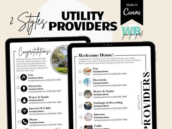 Utility Provider Template Utility Recommendations Editable - Etsy