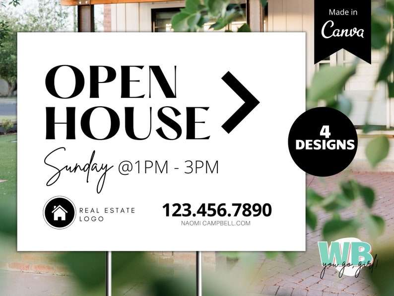 Open House Yard Sign Bundle, Real Estate Sign Template, Agent Open ...