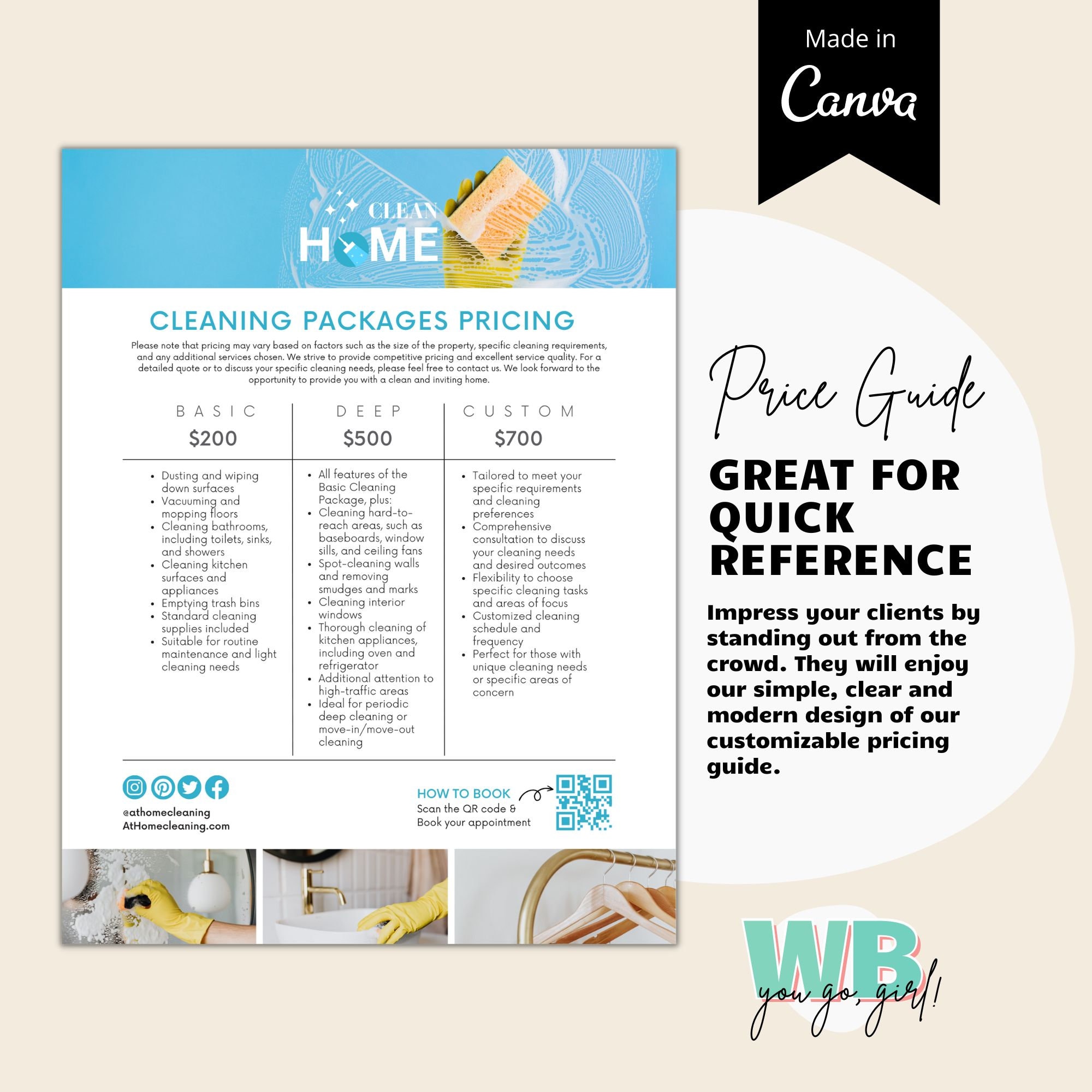 Professional Cleaning Service Pricing List, Editable Pricing List ...