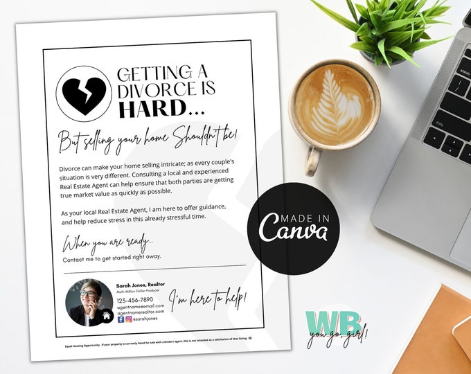 DIVORCE Real Estate Flyer / Canva Realtor Templates / Real Estate ...