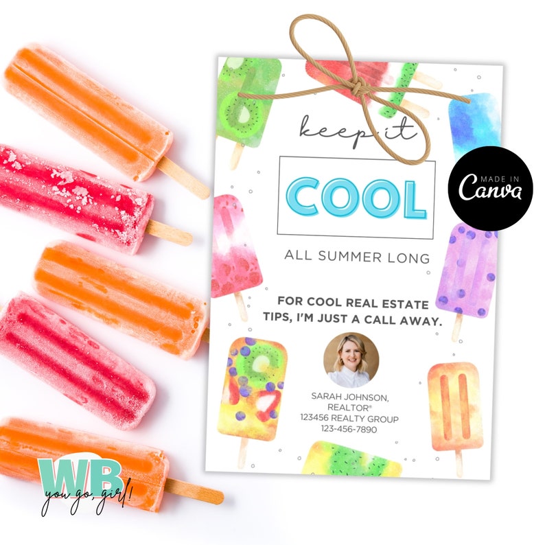 Printable Real Estate Summer Gift Tag, Realtor Popsicle Pop by Tag ...